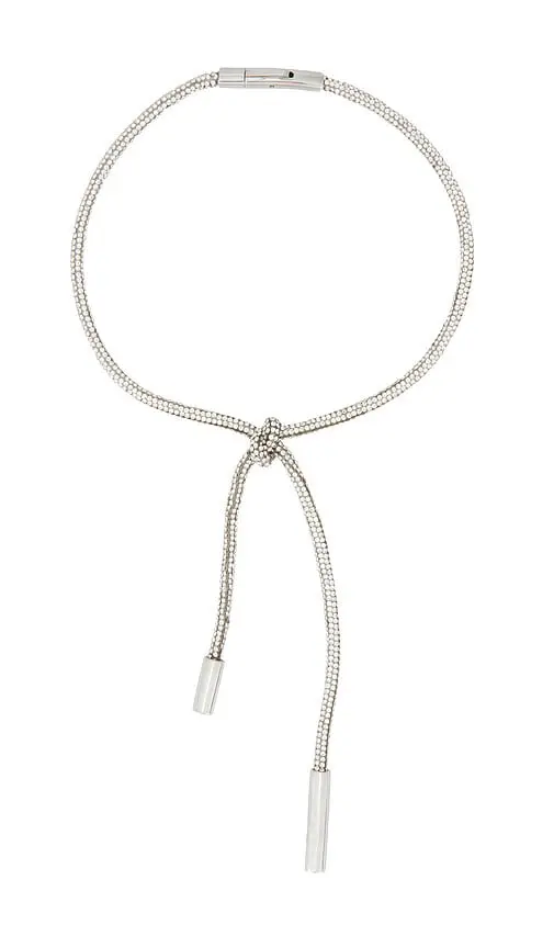 AREA Crystal Knot Necklace - Clear Crystal & Silver