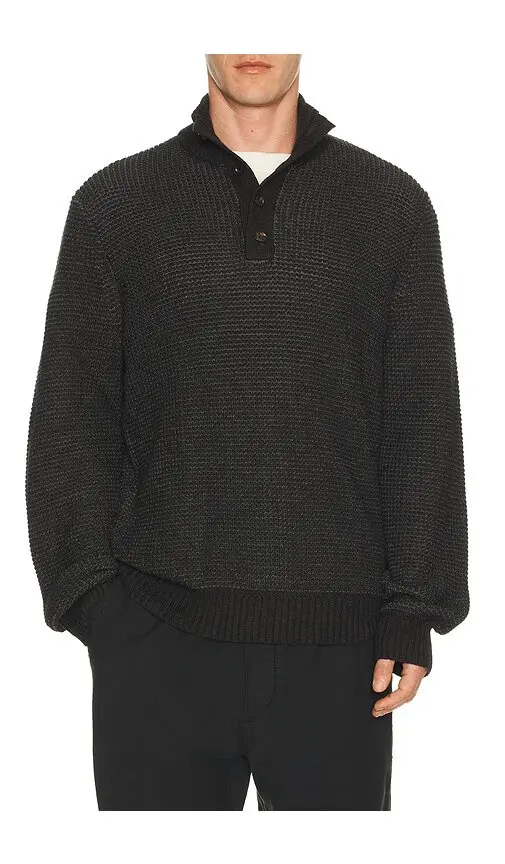 Faherty Brand Quarter Button Sweater - Graphite Night