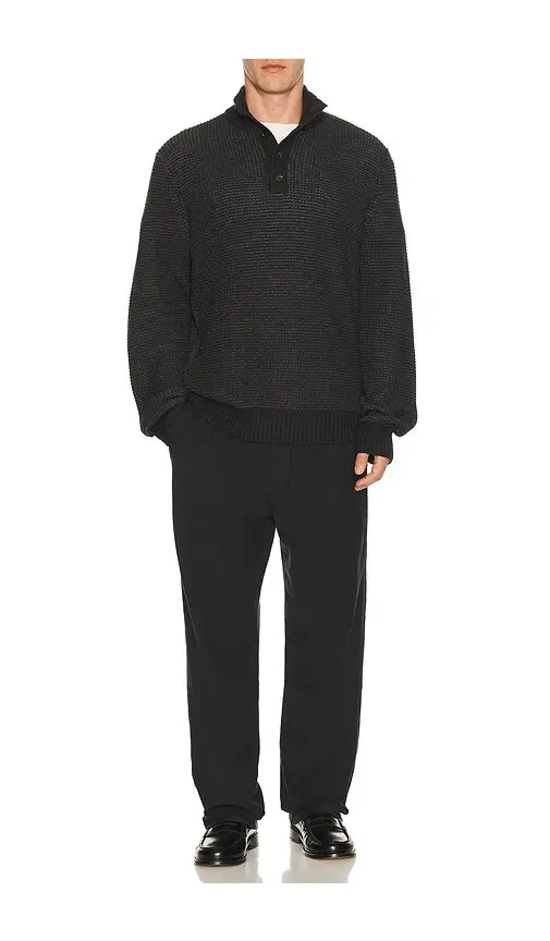 Faherty Brand Quarter Button Sweater - Graphite Night