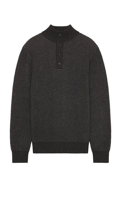 Faherty Brand Quarter Button Sweater - Graphite Night