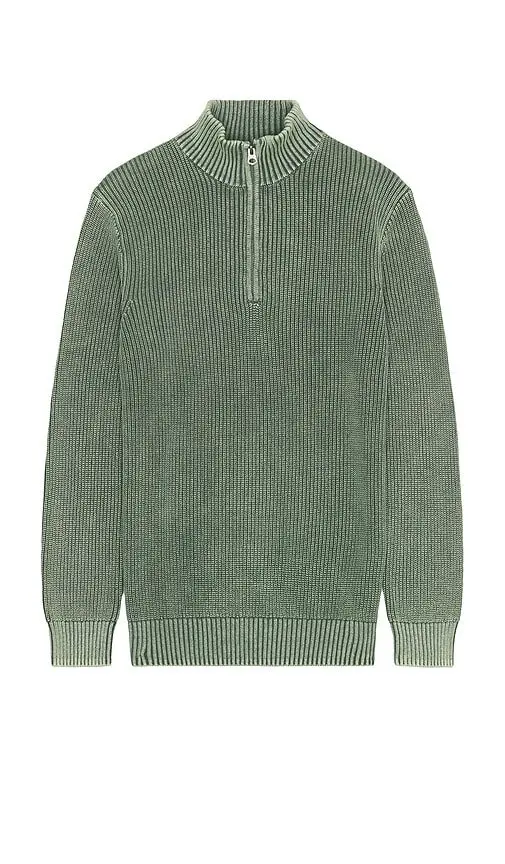 Faherty Brand Sunwashed Quarter Zip Sweater - Mountain Olive