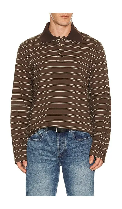 A.p.c. Long Sleeve Stripe Polo - Brown