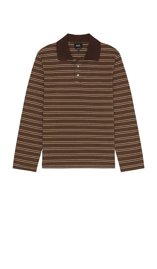 A.p.c. Long Sleeve Stripe Polo - Brown