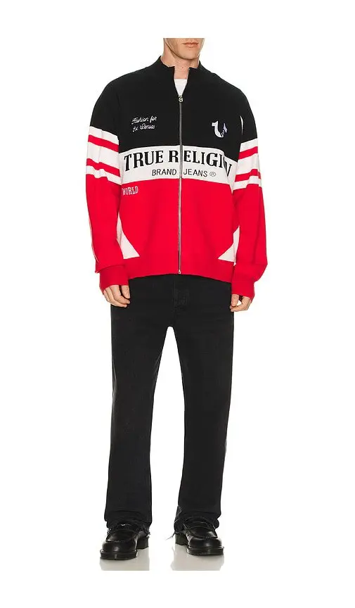 True Religion Racing Raglan Zip Sweater