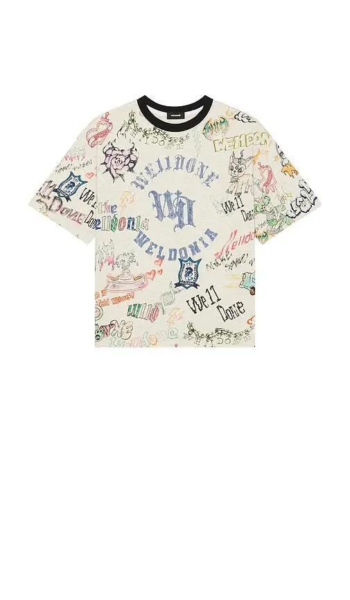 We11Done Doodle Printed T-shirt In White