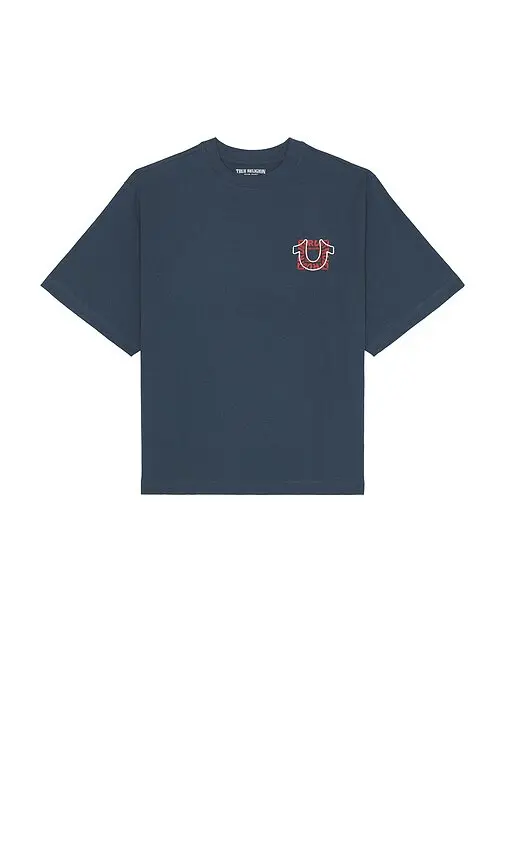 True Religion Thumbs Up Boxy Tee In Navy