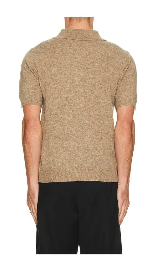 ENTIRE STUDIOS Short Sleeve Knit Polo In Brown - Camel