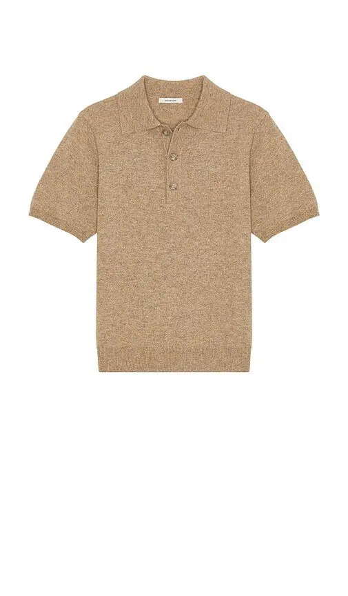 ENTIRE STUDIOS Short Sleeve Knit Polo In Brown - Camel