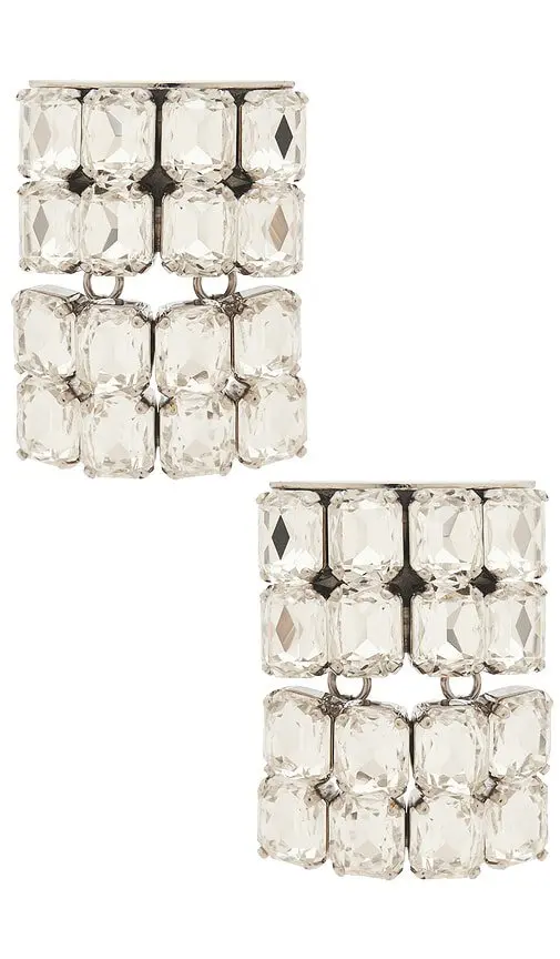 AREA Crystal Pave Earrings - Clear Crystal & Silver