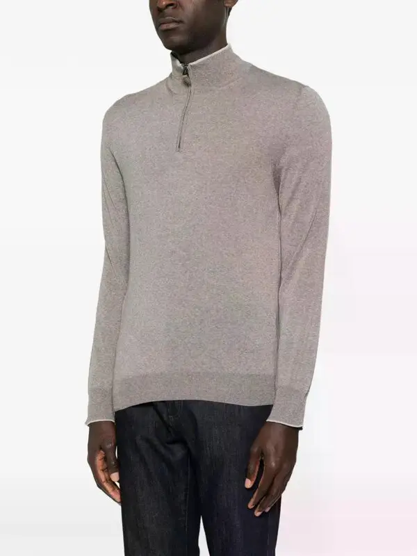 Canali High-neck Zip Knitwear - Brown