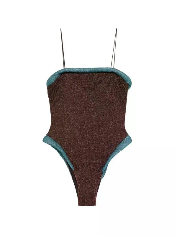 Oseree Square Strap Swimsuit - Brown