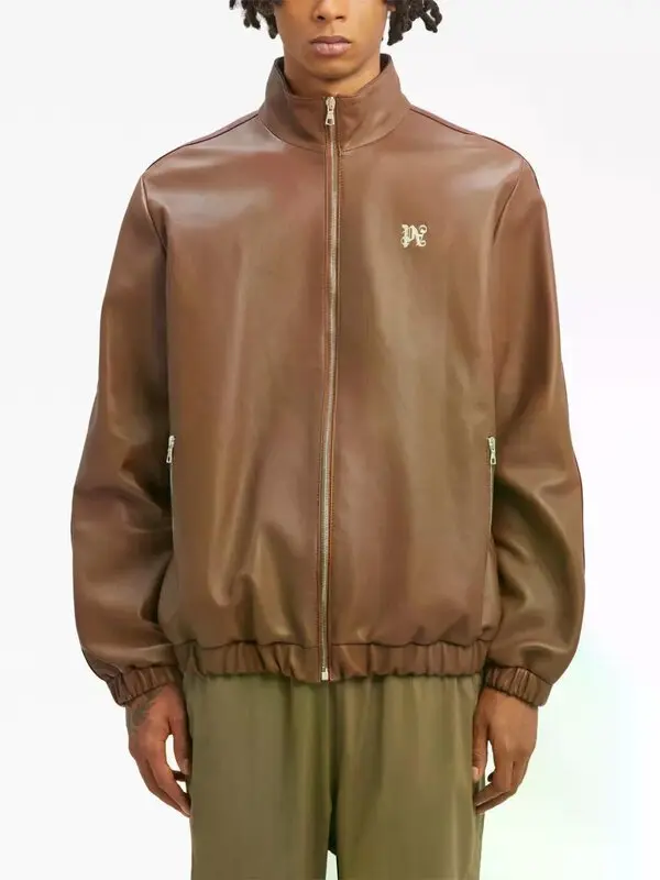 Palm Angels Pa Monogram Leather Track Jacket