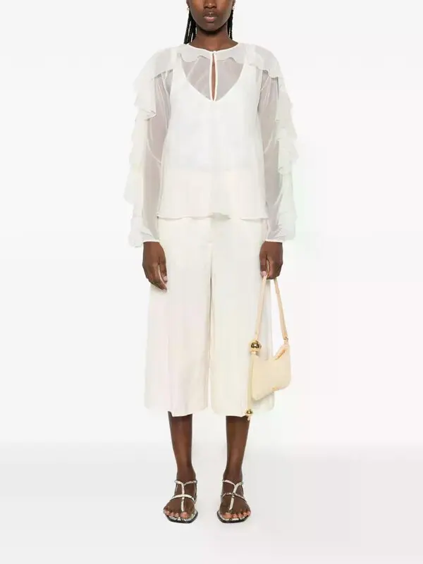 FORTE_FORTE Cropped Wide Leg Trousers - Neutrals