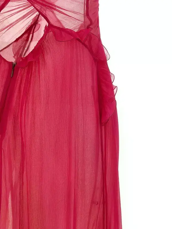 NENSI DOJAKA Ruffled Cutout Gown - Red