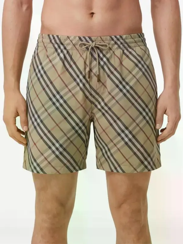 Burberry Check Pattern Swim Shorts - Neutrals