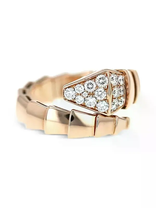 BVLGARI 18k Rose Gold Serpenti Diamond Ring