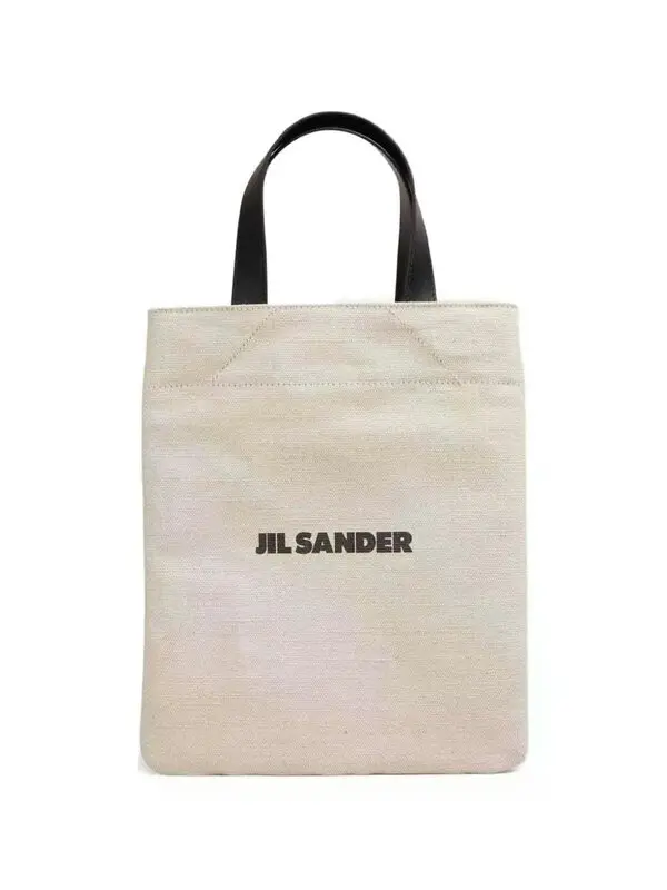 JIL SANDER Logo-printed Tote Bag With Leather Handles - Neutrals