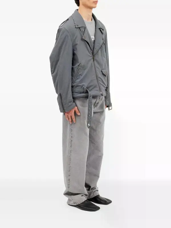 MAISON MARGIELA Belted Zip-up Biker Jacket - Grey