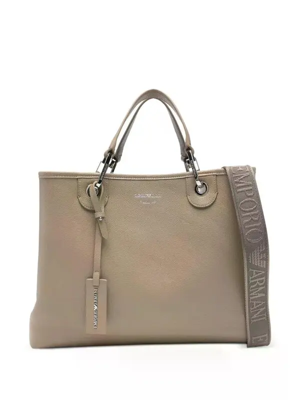 Emporio Armani Medium Myea Logo Strap Tote Bag - Neutrals
