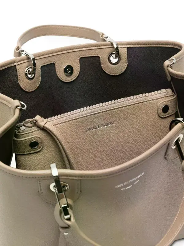 Emporio Armani Medium Myea Logo Strap Tote Bag - Neutrals