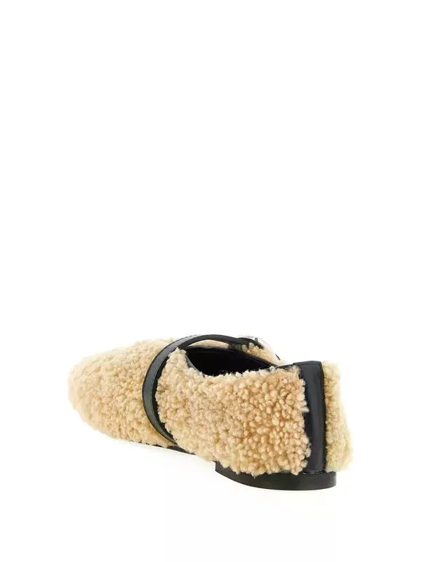 KATE CATE Shearling Ballet Flats With Buckle - Neutrals