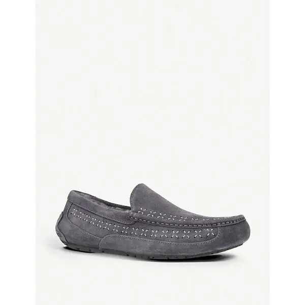 Ugg Ascot Stitch-Detail Suede Loafers - Grey/Dark | Editorialist display picture 2