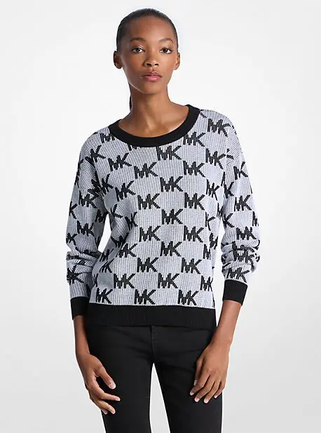 Michael Kors Logo Jacquard Knit Sweater - Black