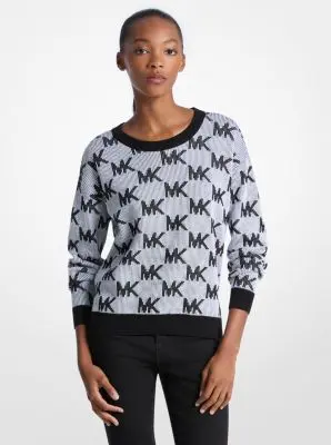 Michael Kors Logo Jacquard Knit Sweater - Black