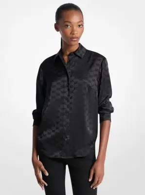 Michael Kors Logo Jacquard Satin Shirt - Black