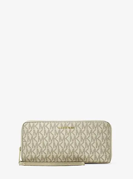 Michael Kors Jet Set Large Metallic Signature Logo Continental Wallet - Gold