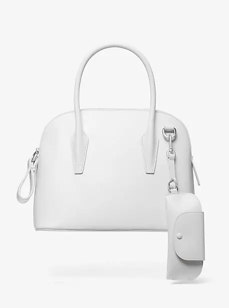 Michael Kors Kaitlin Medium Leather Dome Satchel - White