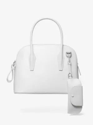 Michael Kors Kaitlin Medium Leather Dome Satchel - White