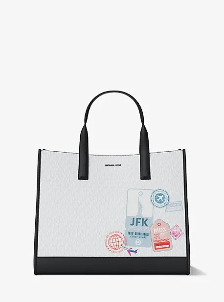 Michael Kors Cooper Medium Embellished Logo Tote Bag - White