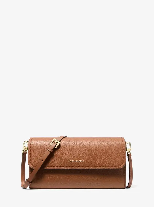 Michael Kors Jet Set Small Pebbled Leather Smartphone Crossbody Bag - Brown