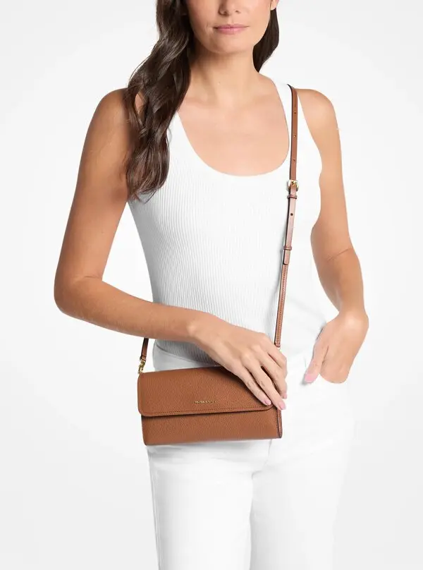 Michael Kors Jet Set Small Pebbled Leather Smartphone Crossbody Bag - Brown
