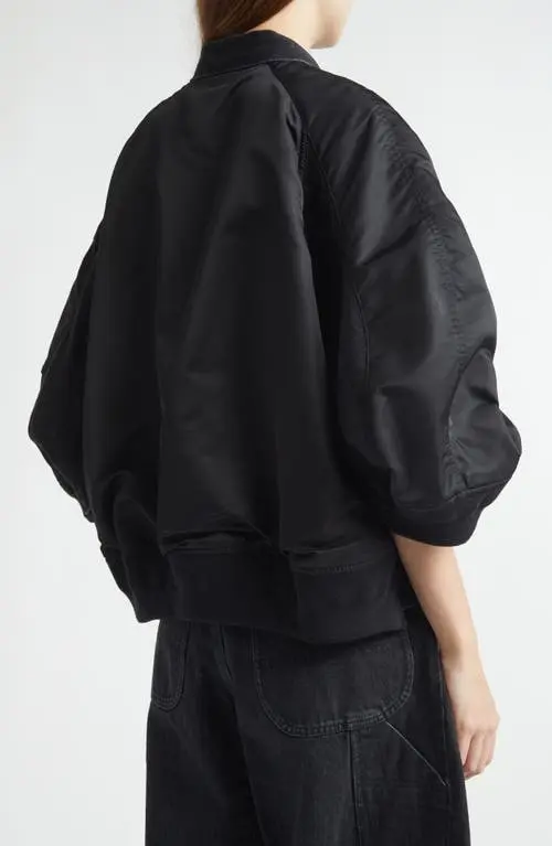 Sacai Denim And Nylon Mixed Media Jacket - Black