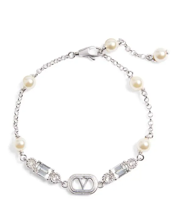 Valentino Garavani Embellished Ovalette Bracelet - Silver