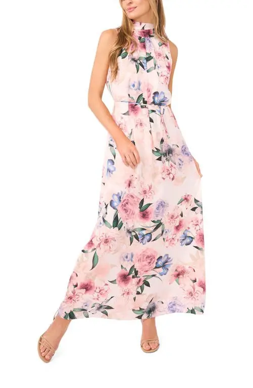 Ted Baker London Floral Tie Neck Maxi Dress - Pink/vanilla Ice