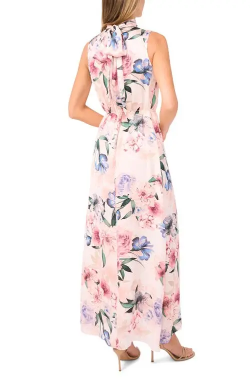 Ted Baker London Floral Tie Neck Maxi Dress - Pink/vanilla Ice