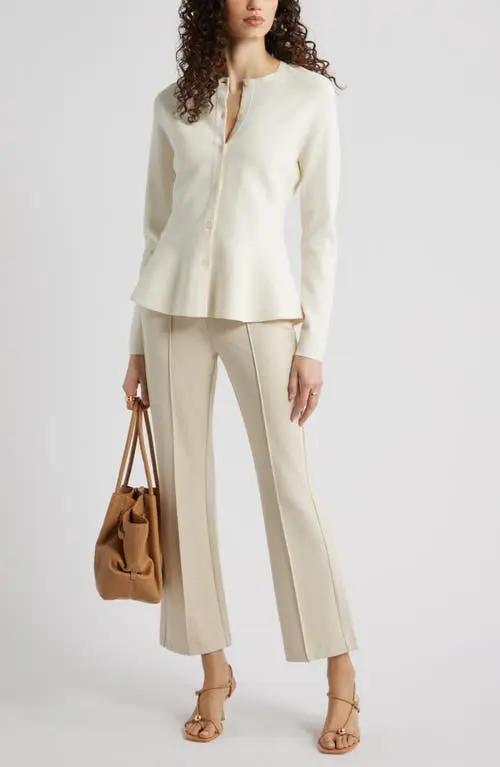 Nordstrom Flared Crewneck Cardigan - Ivory Tofu