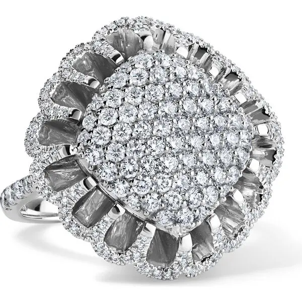 MINDI MOND Floating Diamond Ring - 18k White Gold