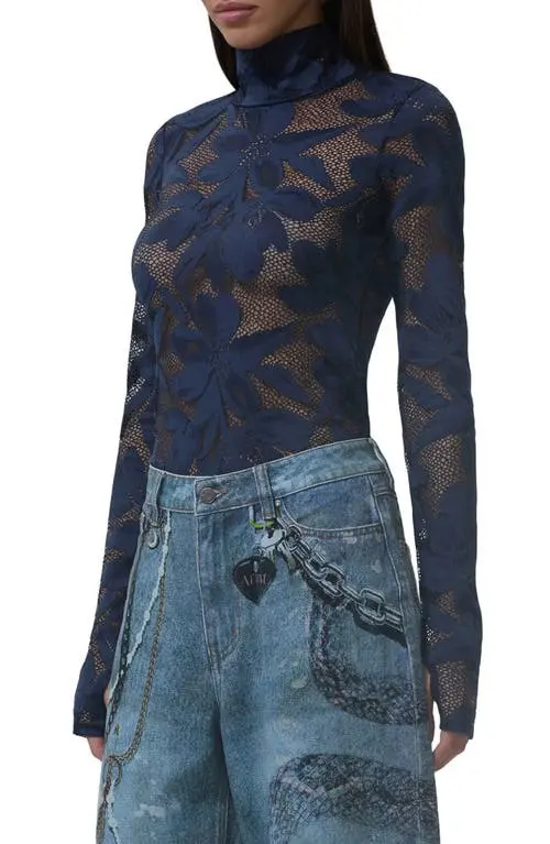 AFRM Zadie Turtleneck Sheer Lace Top