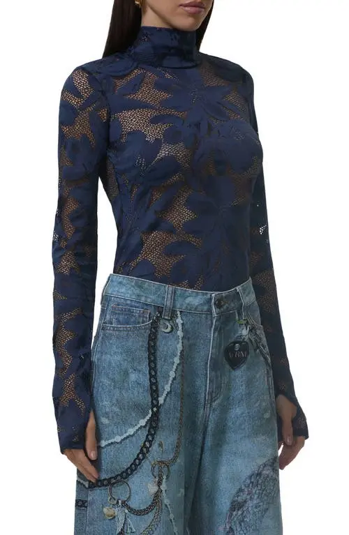 AFRM Zadie Turtleneck Sheer Lace Top