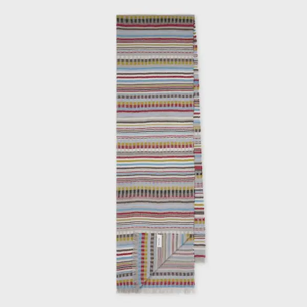 Paul Smith Multi Colour Multi Stripe Silk-blend Scarf - Multicolour