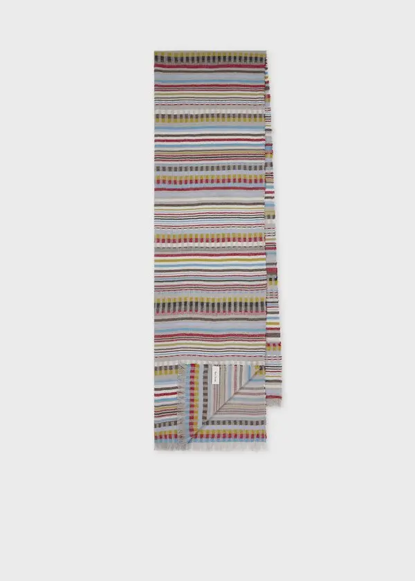 Paul Smith Multi Colour Multi Stripe Silk-blend Scarf