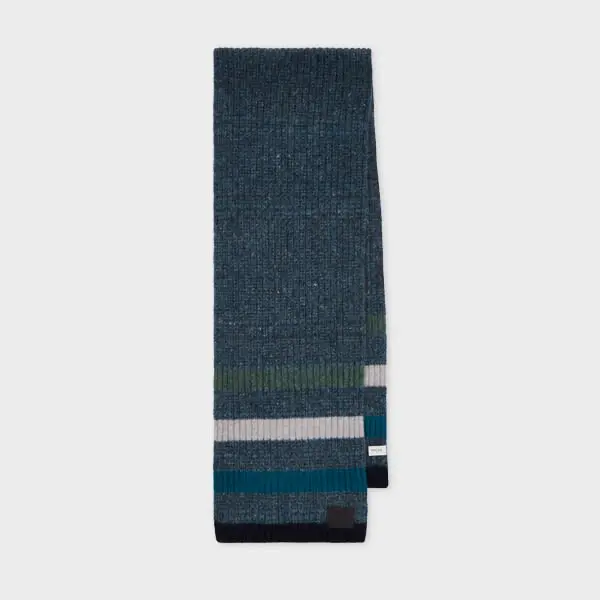 Paul Smith Mohair-blend Stripe Scarf - Blue