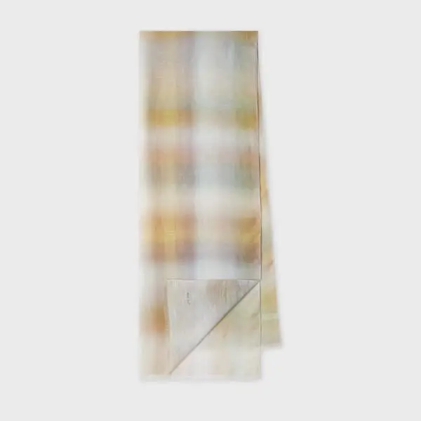 Paul Smith Yellow And Blue Linen-blend Faded Check Scarf - Multicolour
