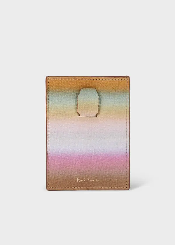 Paul Smith Smith Stripe' Ombre Grained Leather Card Holder - Multicolour
