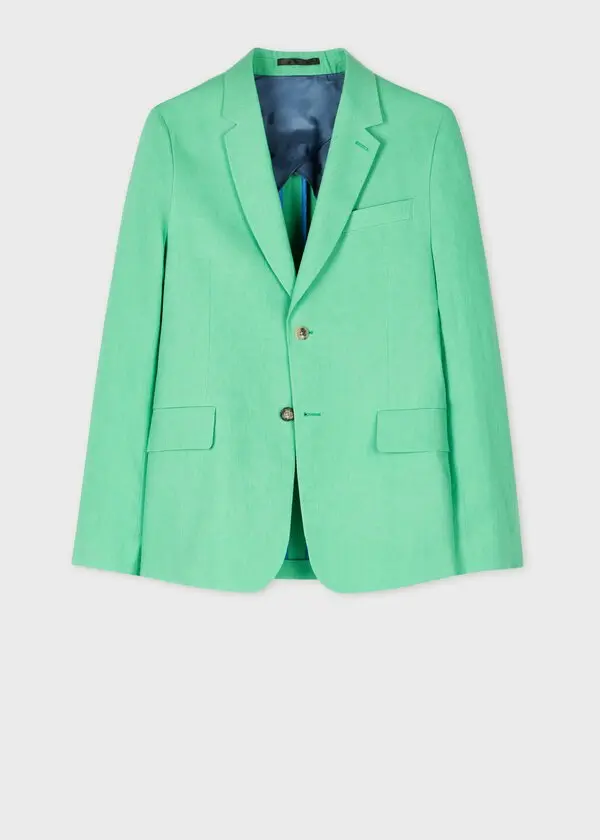 Paul Smith Turquoise Green Linen Buggy-lined Blazer