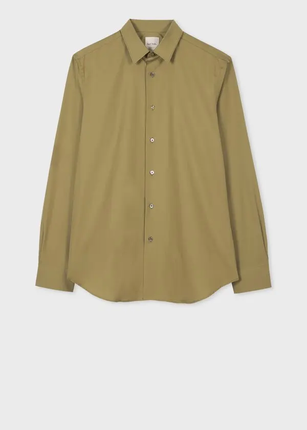 Paul Smith Washed Khaki Charm-button Cotton Shirt